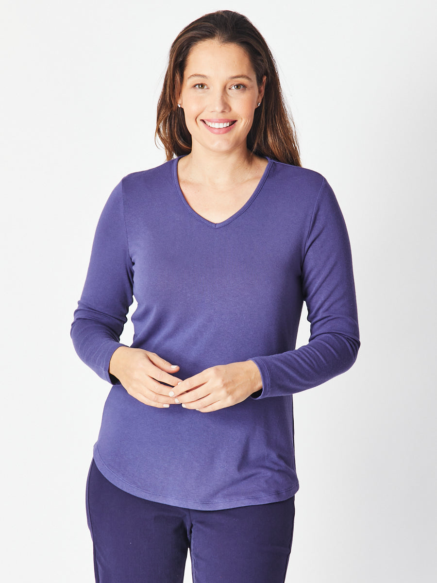 V Long Sleeve Core Top - Lavender 18109- S – WD Designs Wholesale