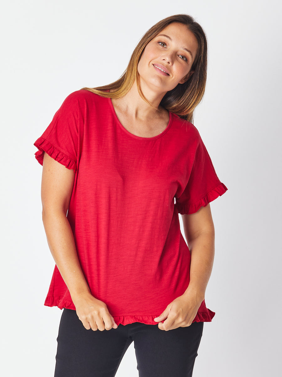 Ruffle Core Top - Red -26423 – WD Designs Wholesale